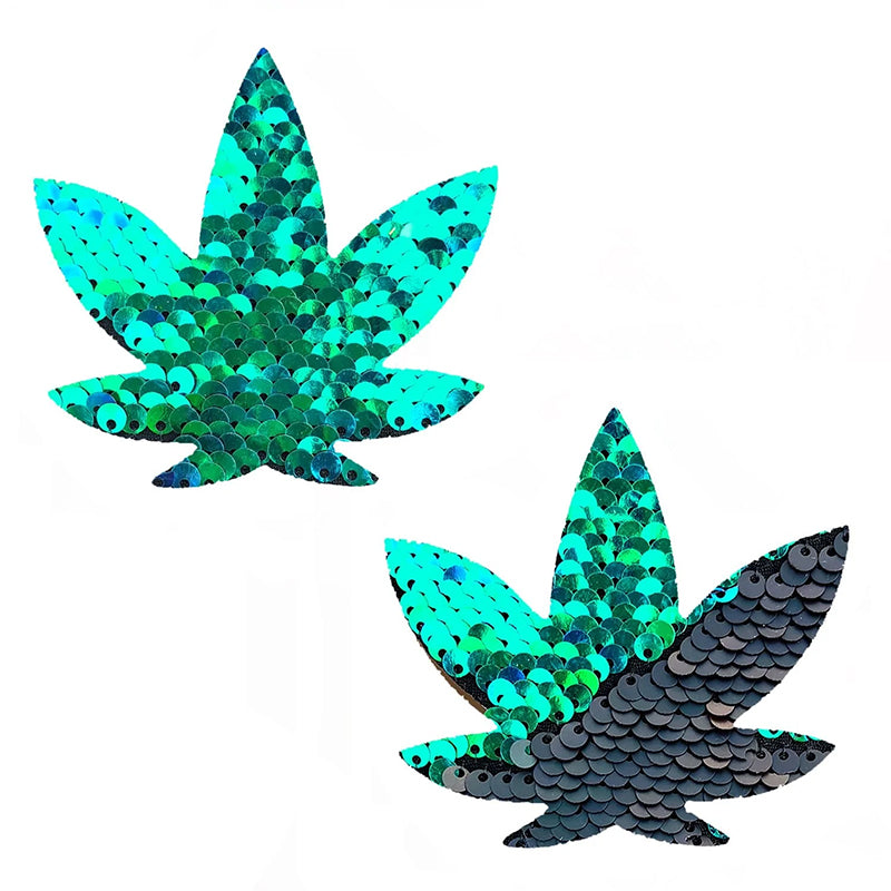 Neva Nude Pasty Pot Leaf Sequin Green To Black Nice And Naughty