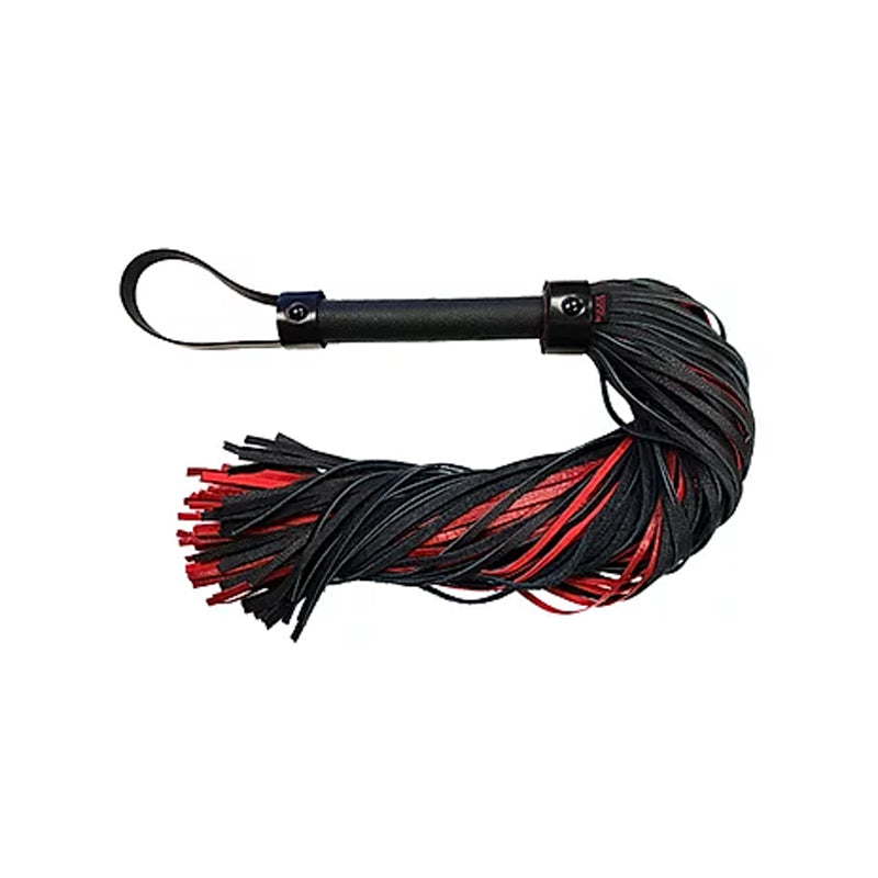 Leather Handle Leather Long Flogger Burgunday And Black Nice And Naughty