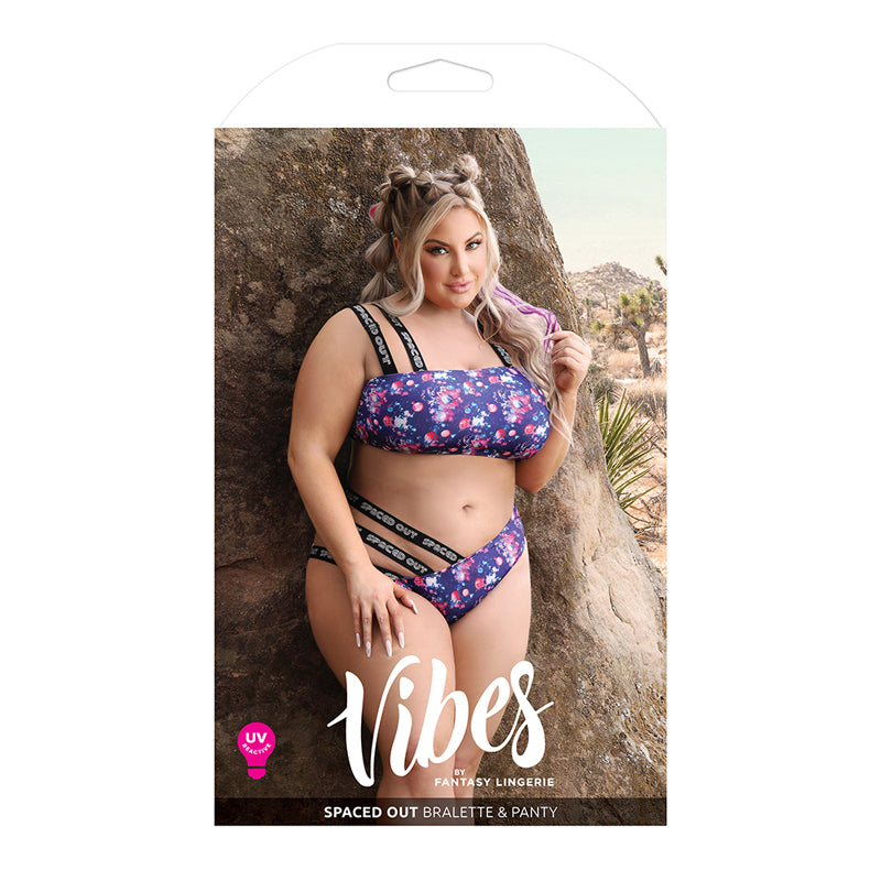 Fantasy Lingerie Vibes Spaced Out UV Reactive Print Asymmetrical Brale – Nice & Naughty